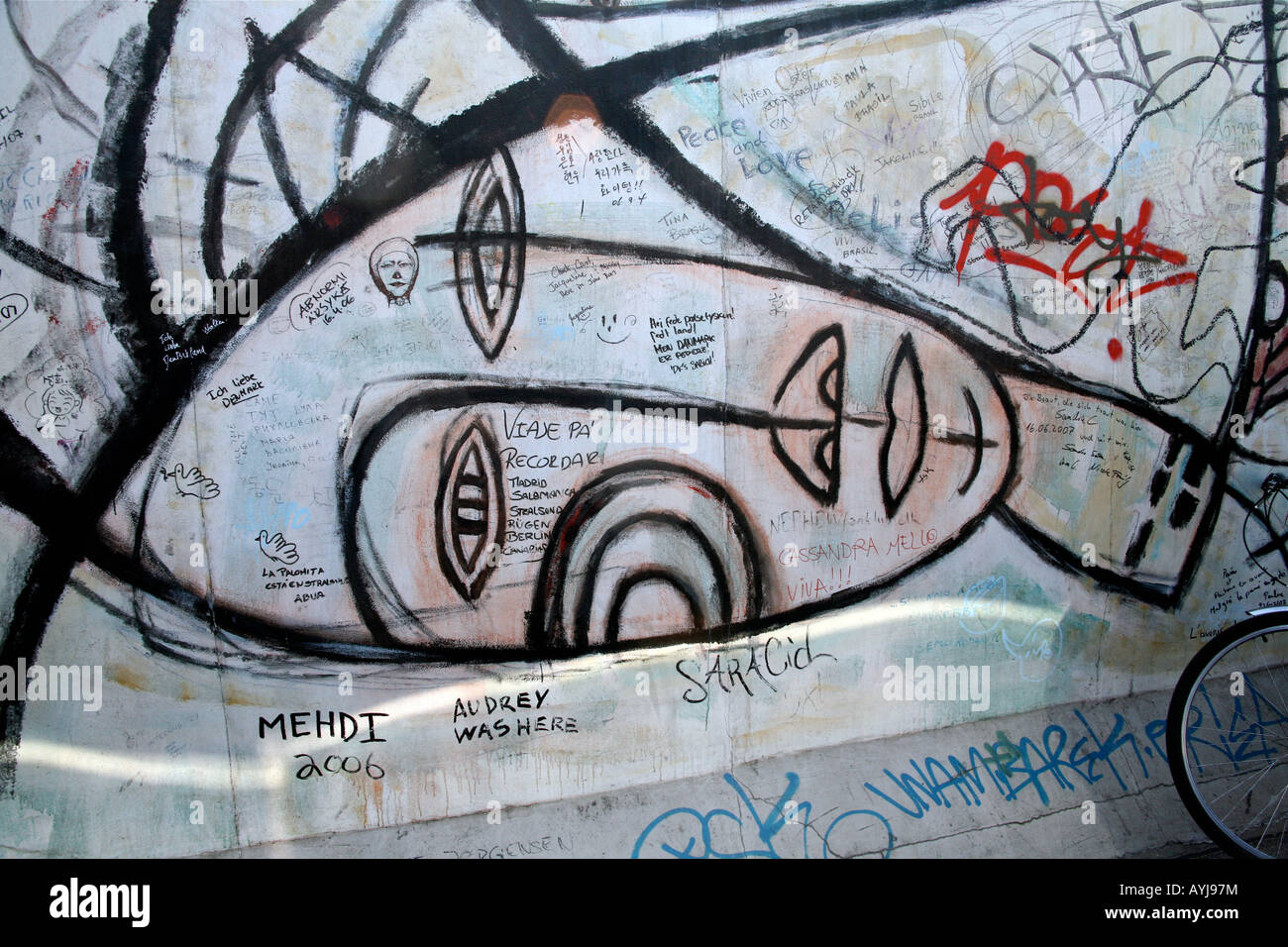 Street art near the Berlin Wall. Colorful symbolic drawings Stock Photo ...