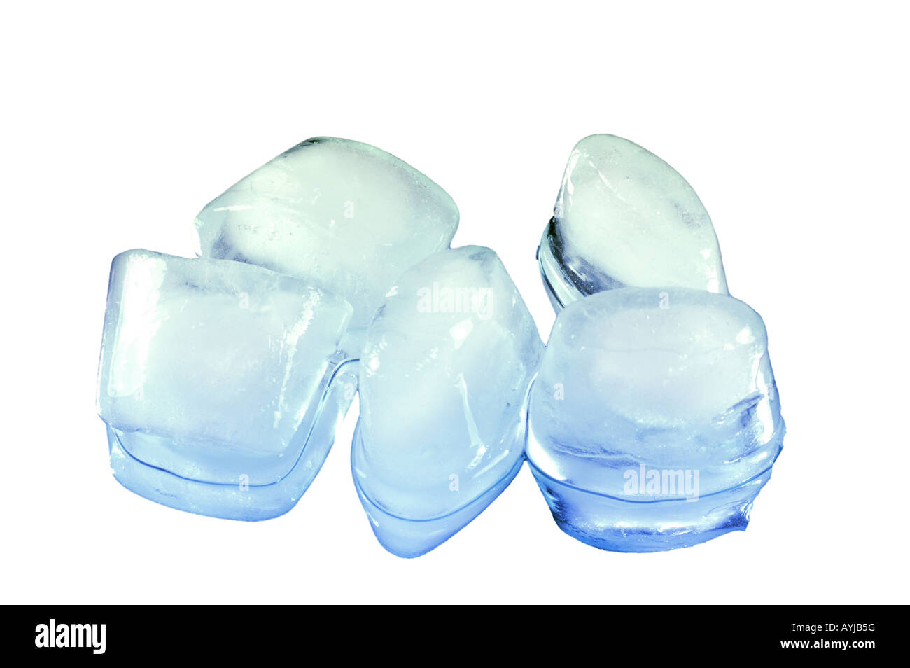 Frozen ice cubes with reflection isolated on a white background Stock ...