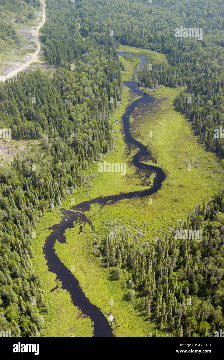 aerial image of meandering river Stock Photo - Alamy