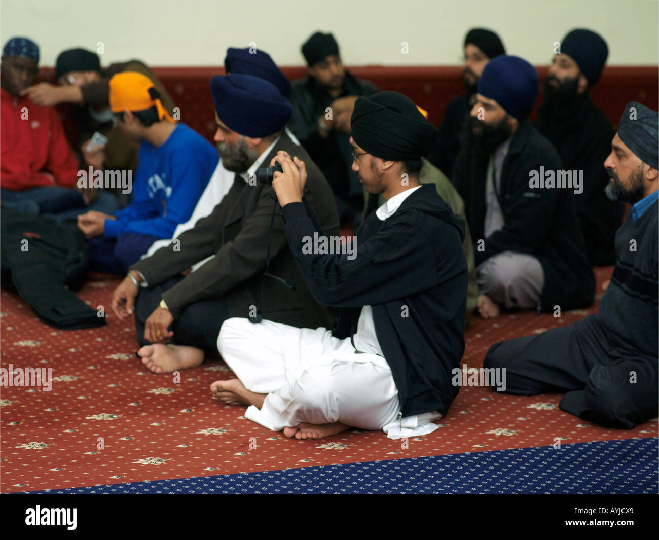 Khalsa Centre Tooting London England Congregation in Gurdwara with Men ...