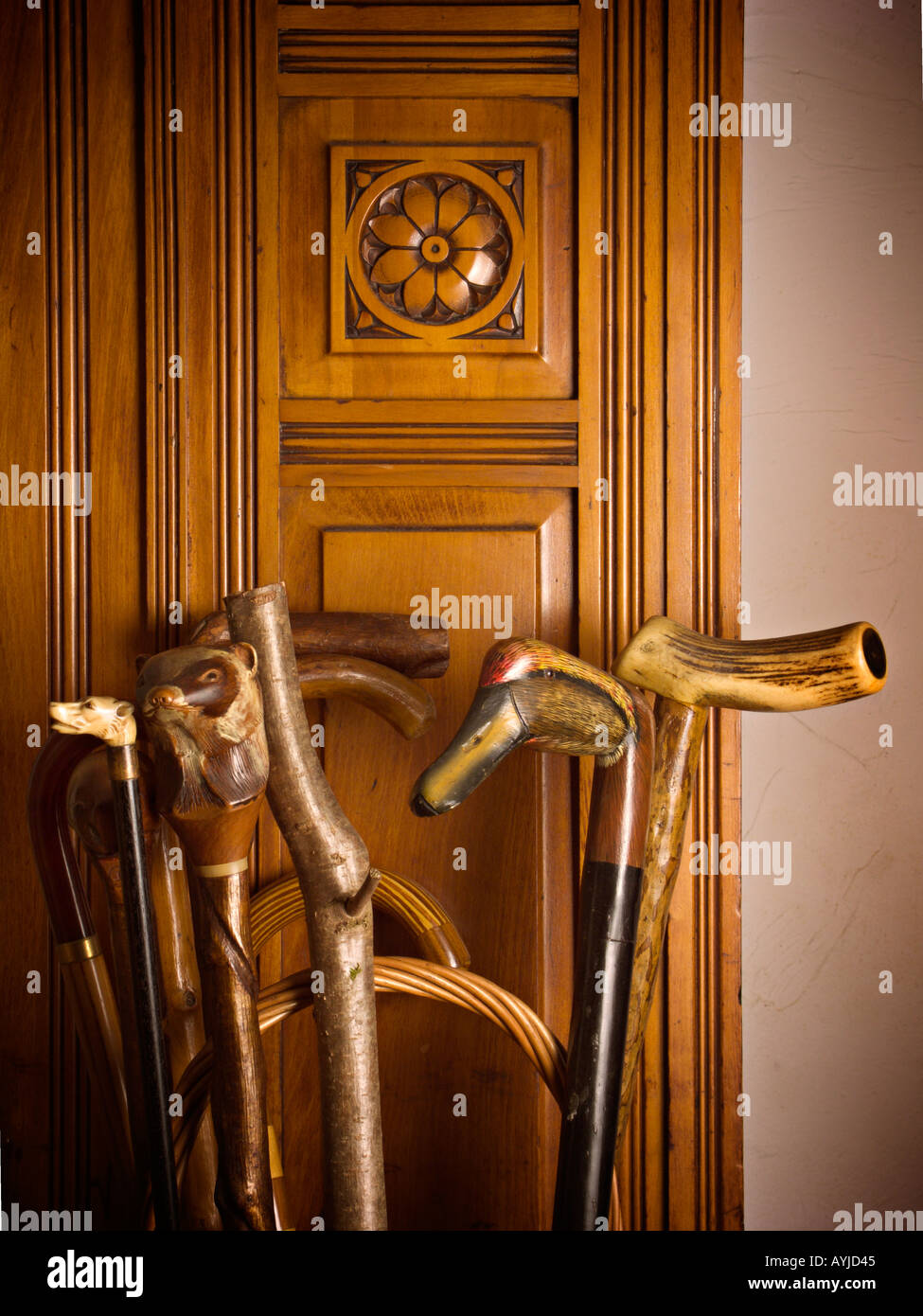 Carved walking sticks hi-res stock photography and images - Alamy