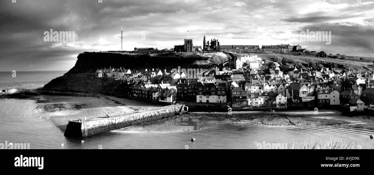 Whitby east cliff Black and White Stock Photos & Images - Alamy