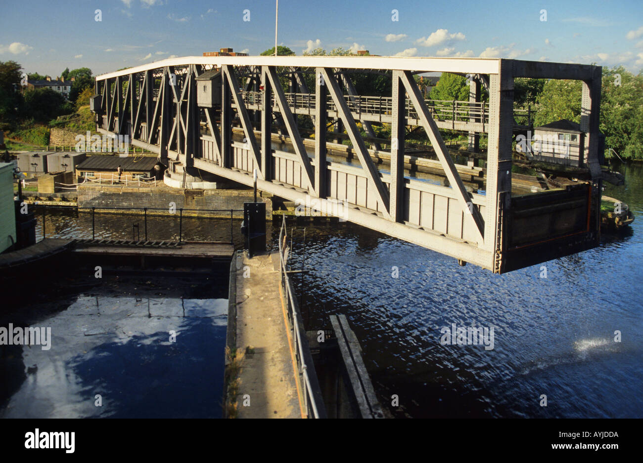 Swinging bridge canal Lancashire UK Europe Stock Photo - Alamy