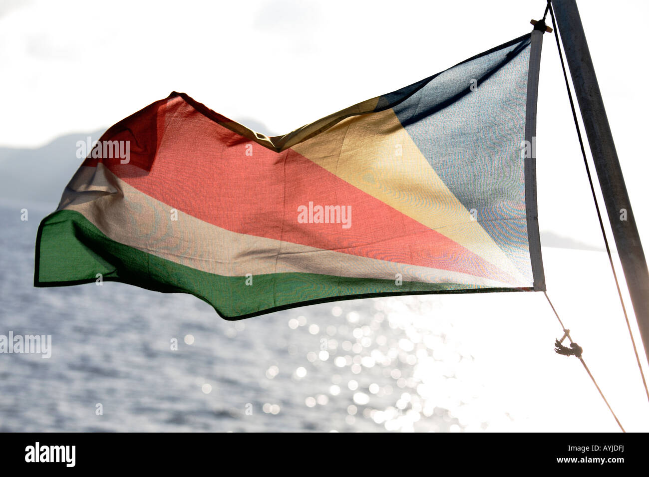Colorful national flag of Seychelles Stock Photo - Alamy