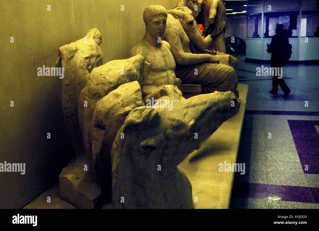 Athens historical artifacts displayed in a metro station annex museum ...