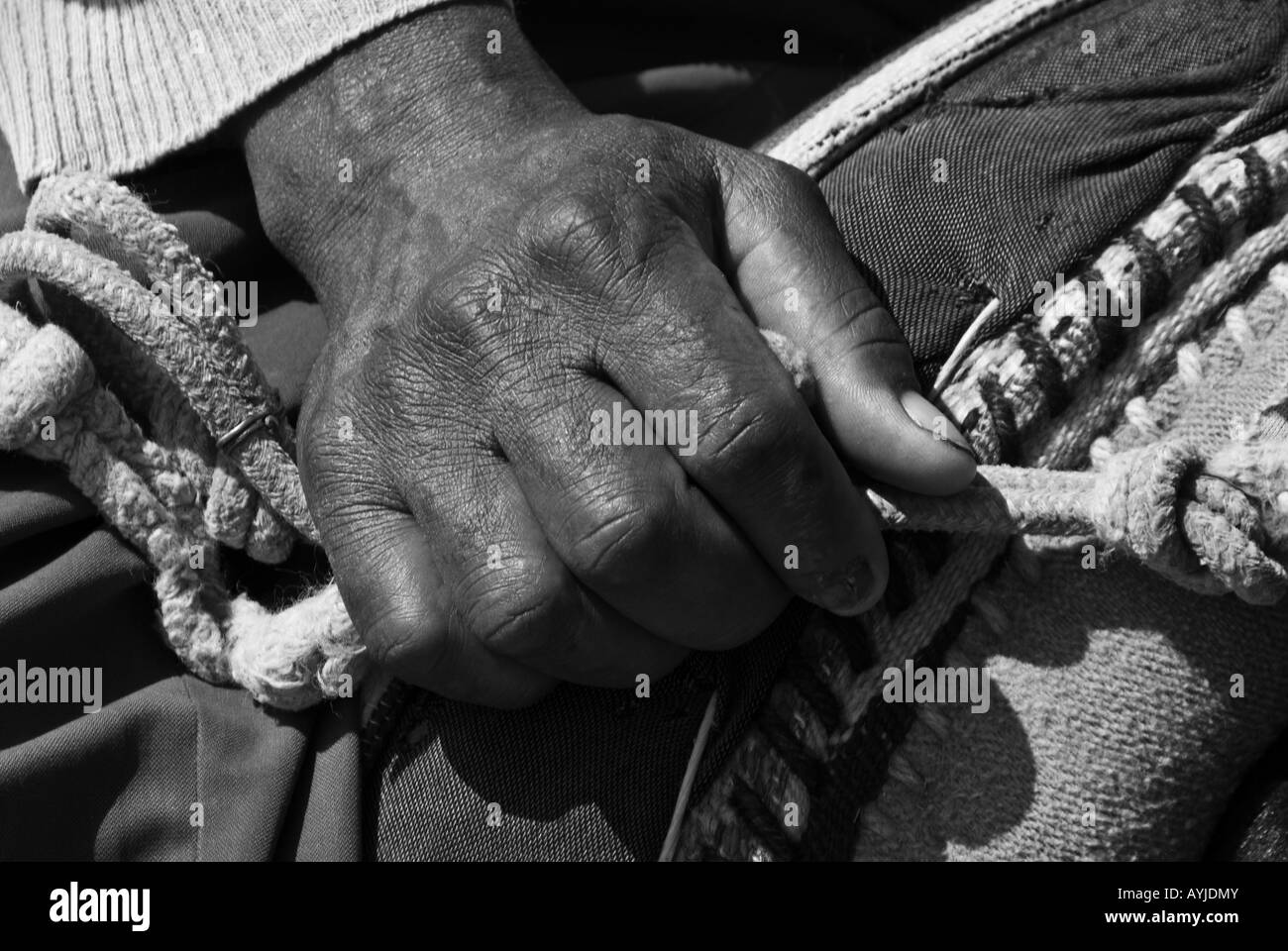 Morocco - Mulerider hand Stock Photo - Alamy