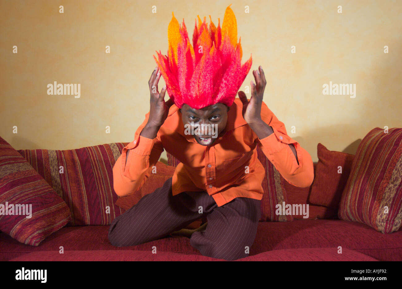 Male black wig wearing dark hi-res stock photography and images - Alamy