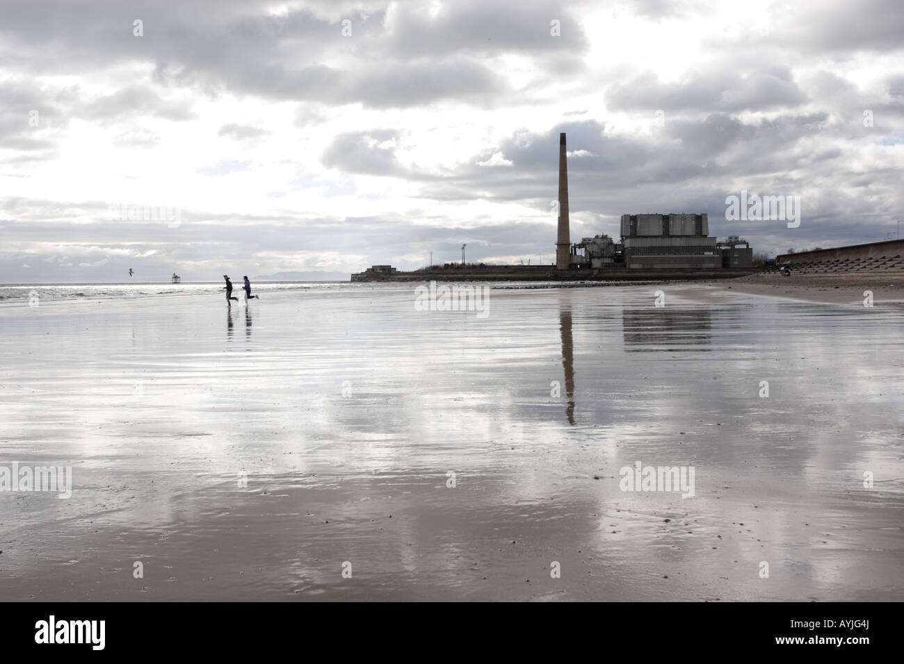 Looking Westward Along Leven Beach To Methil Power Station Which ...