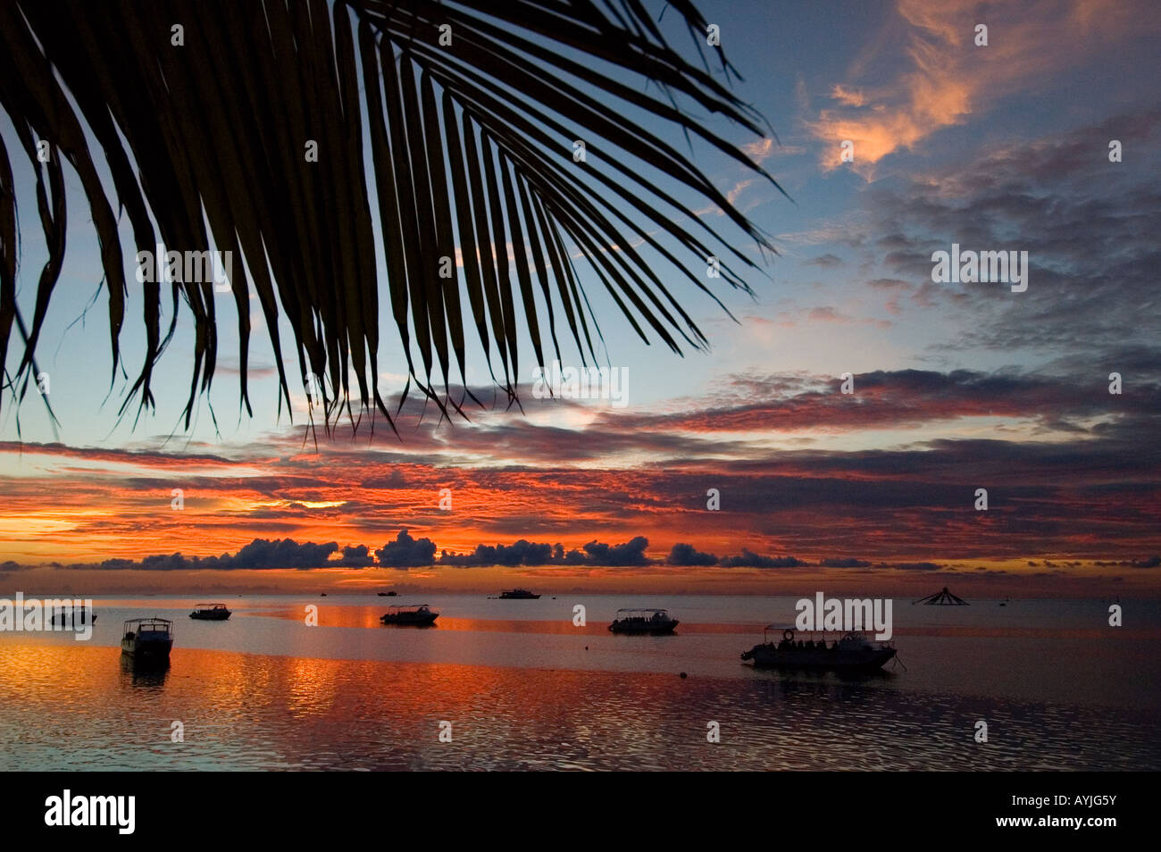 The sun sets over Layang Layang atoll Sabah Malaysia South China Sea ...