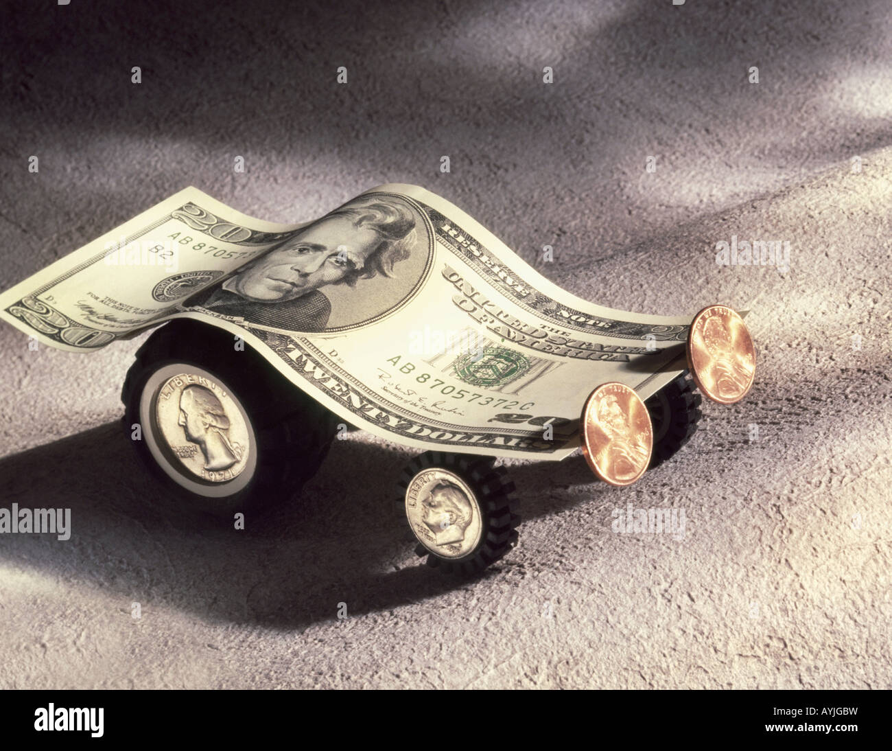 car constructed from USD paper currency and coin Stock Photo - Alamy