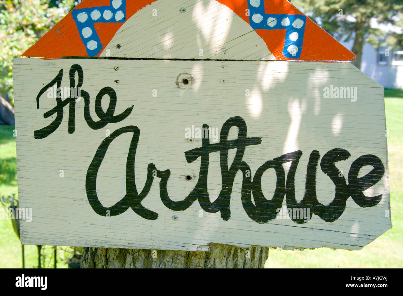 Ottertail Minnesota USA The Arthouse sign for rural art gallery Stock ...