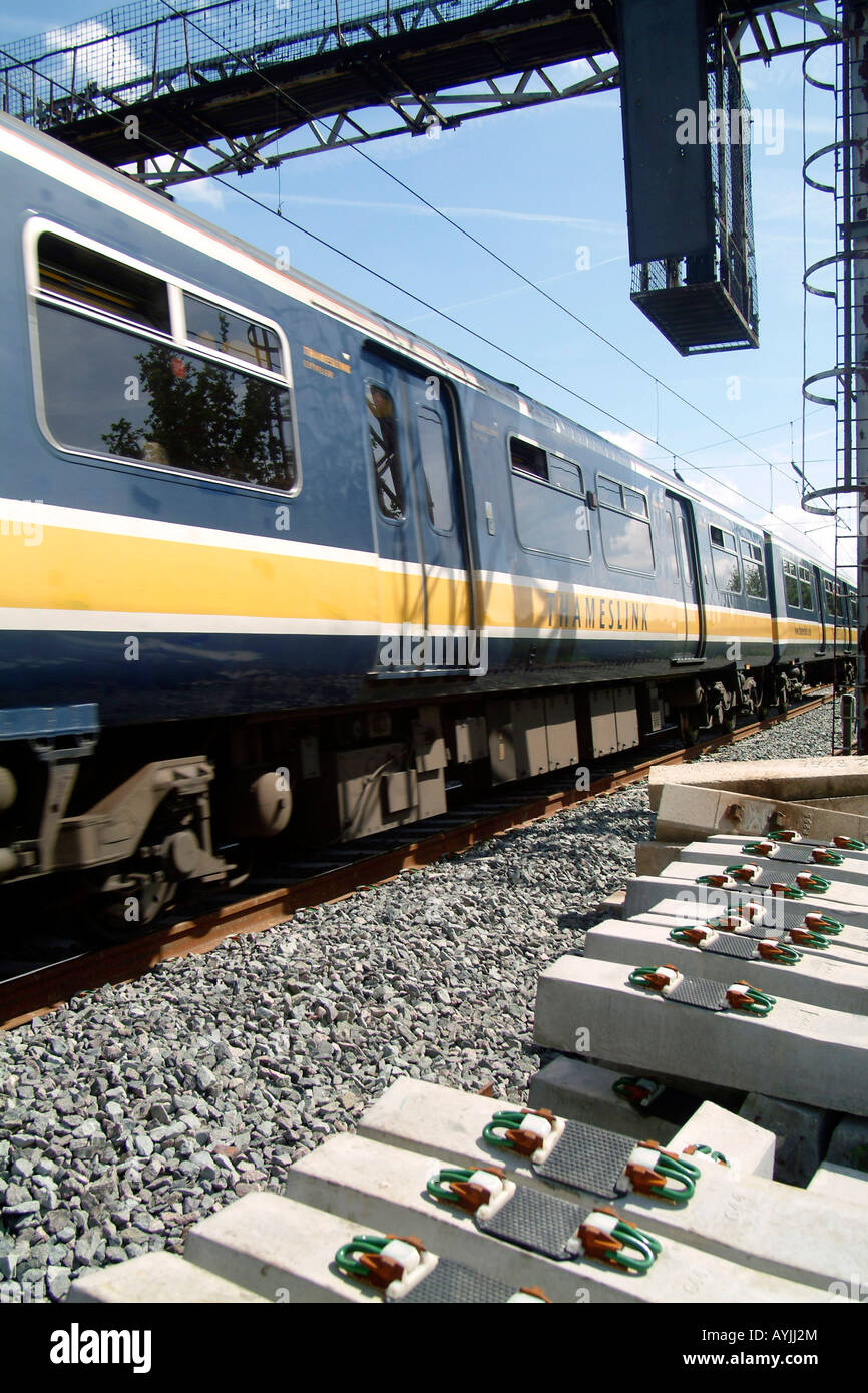 thameslink class 319 train passing by on the midland main line in the ...