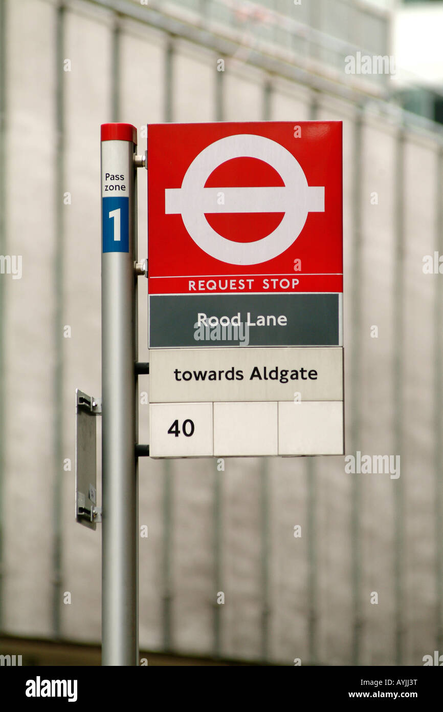 Bus stop sign in london Stock Photo - Alamy
