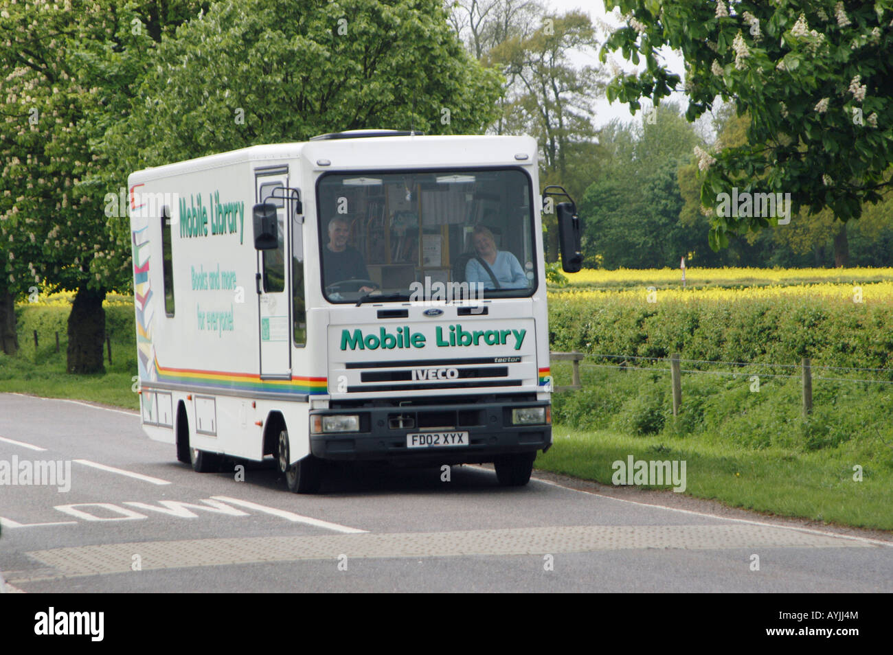 mobile library travelling through the english countryside Stock Photo ...