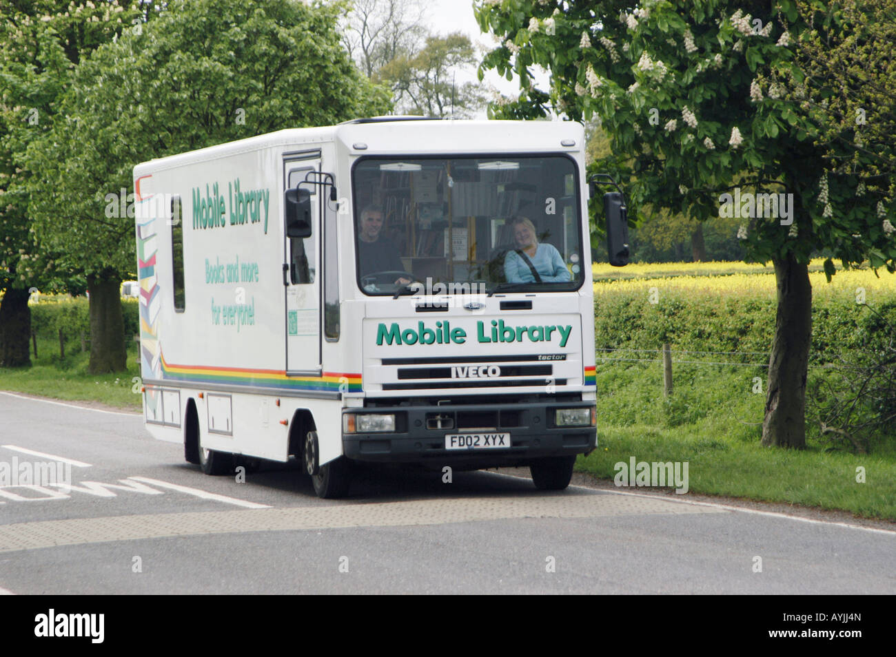 mobile library travelling through the english countryside Stock Photo ...