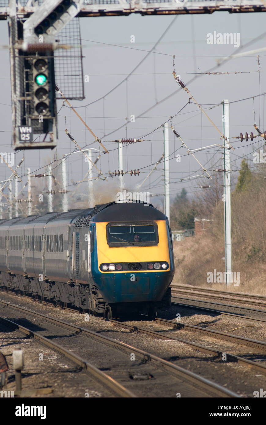 Class 43 diesel locomotive hauling a train in midland mainline livery ...