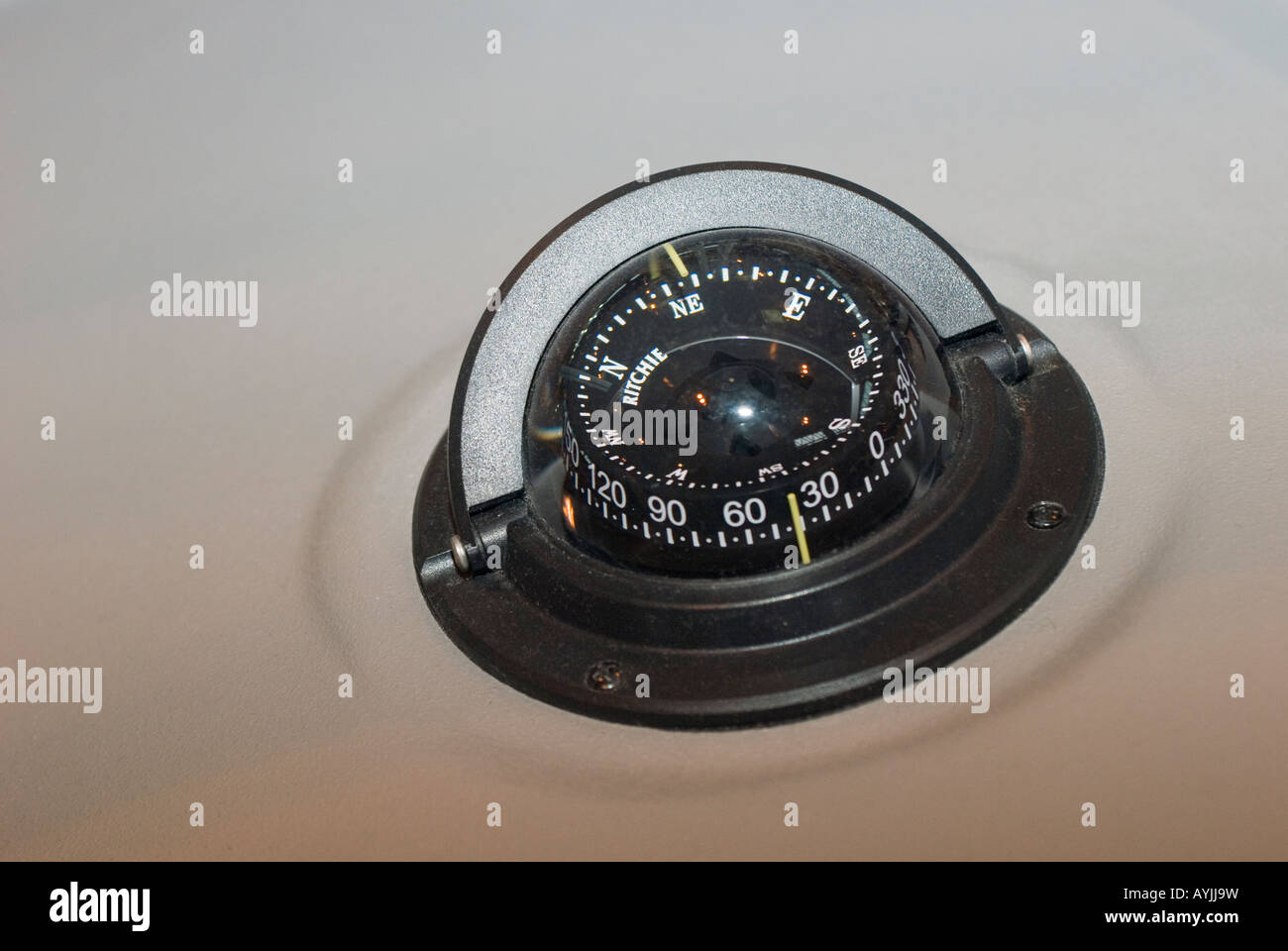 navigational compass on the front of a boat Stock Photo - Alamy
