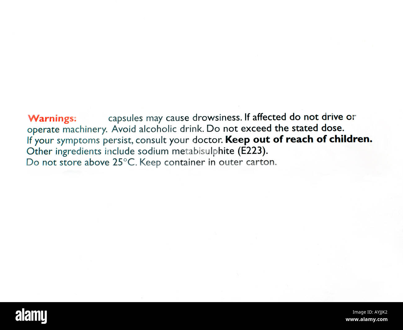 Medication warning label Cut Out Stock Images & Pictures - Alamy