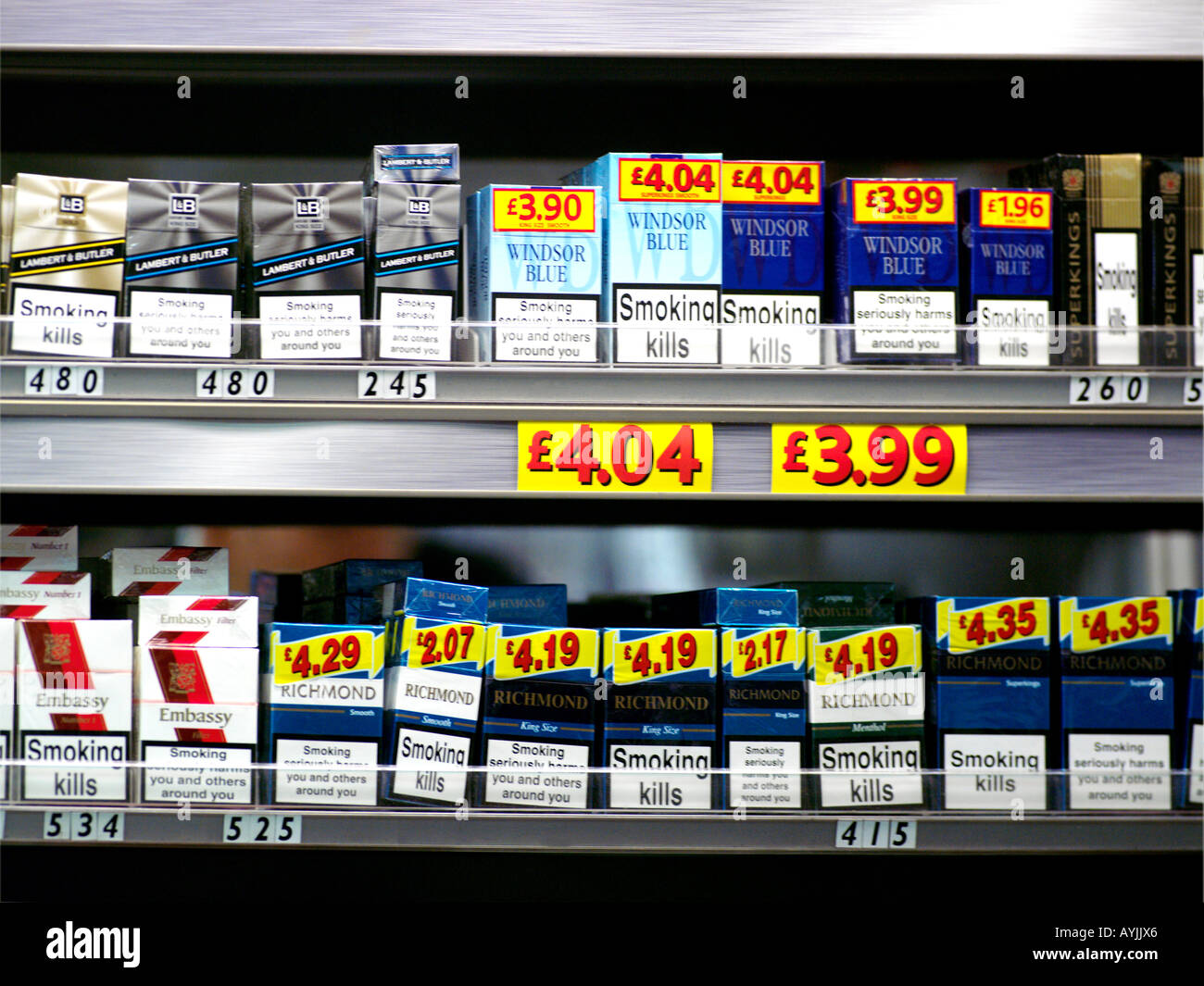 Cigarettes on Sale in Tobacconist Surrey England Stock Photo - Alamy
