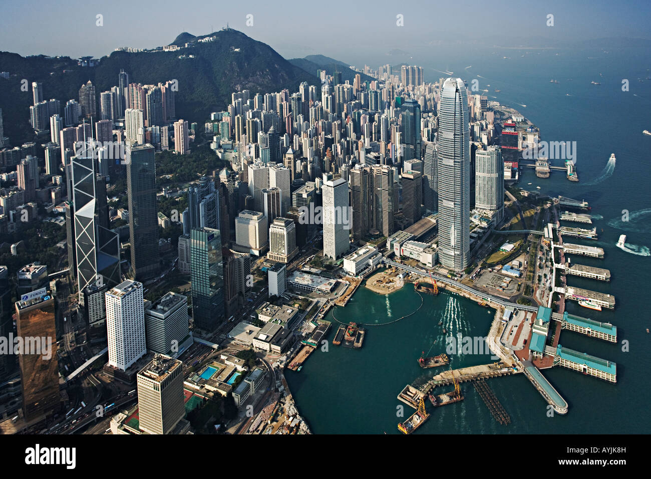 Aerial view of Hong Kong skyscrapers and harbour Hong Kong Stock Photo ...