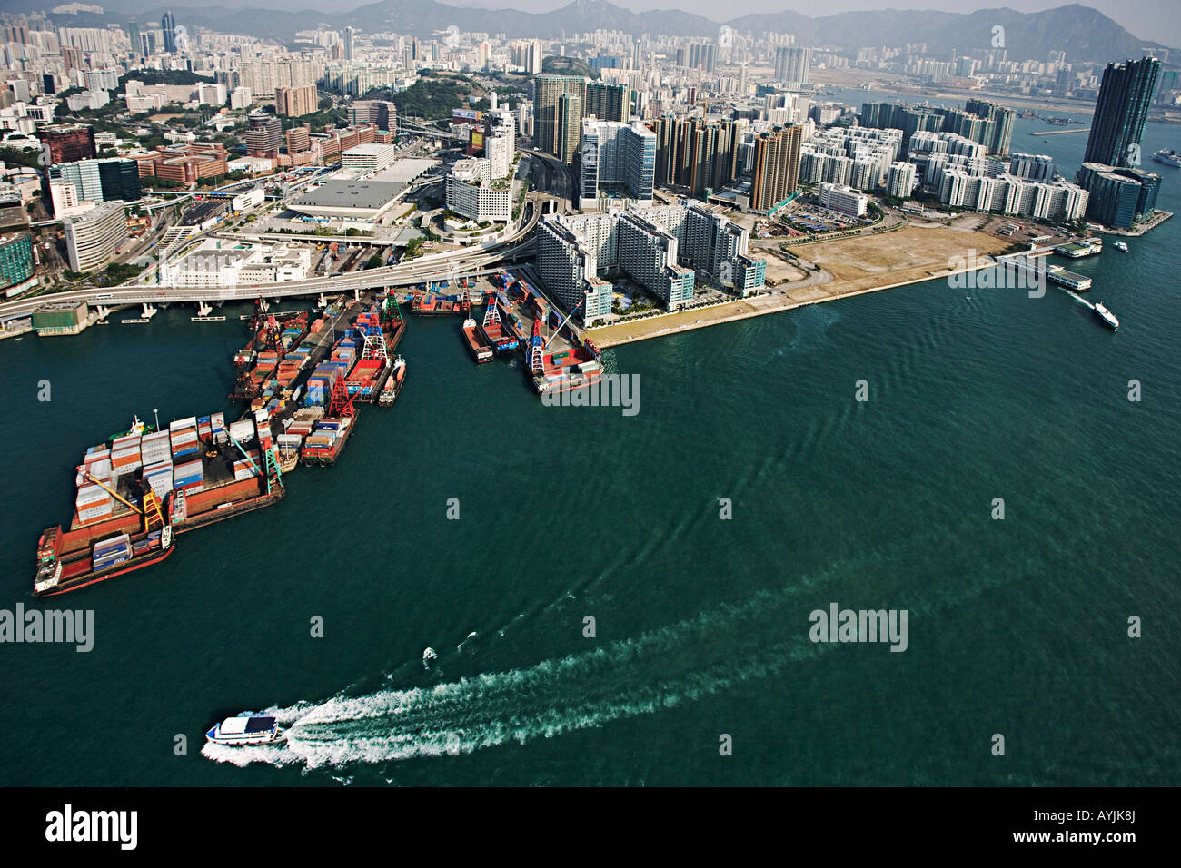 Aerial view of Hong Kong skyscrapers and harbour Hong Kong Stock Photo ...