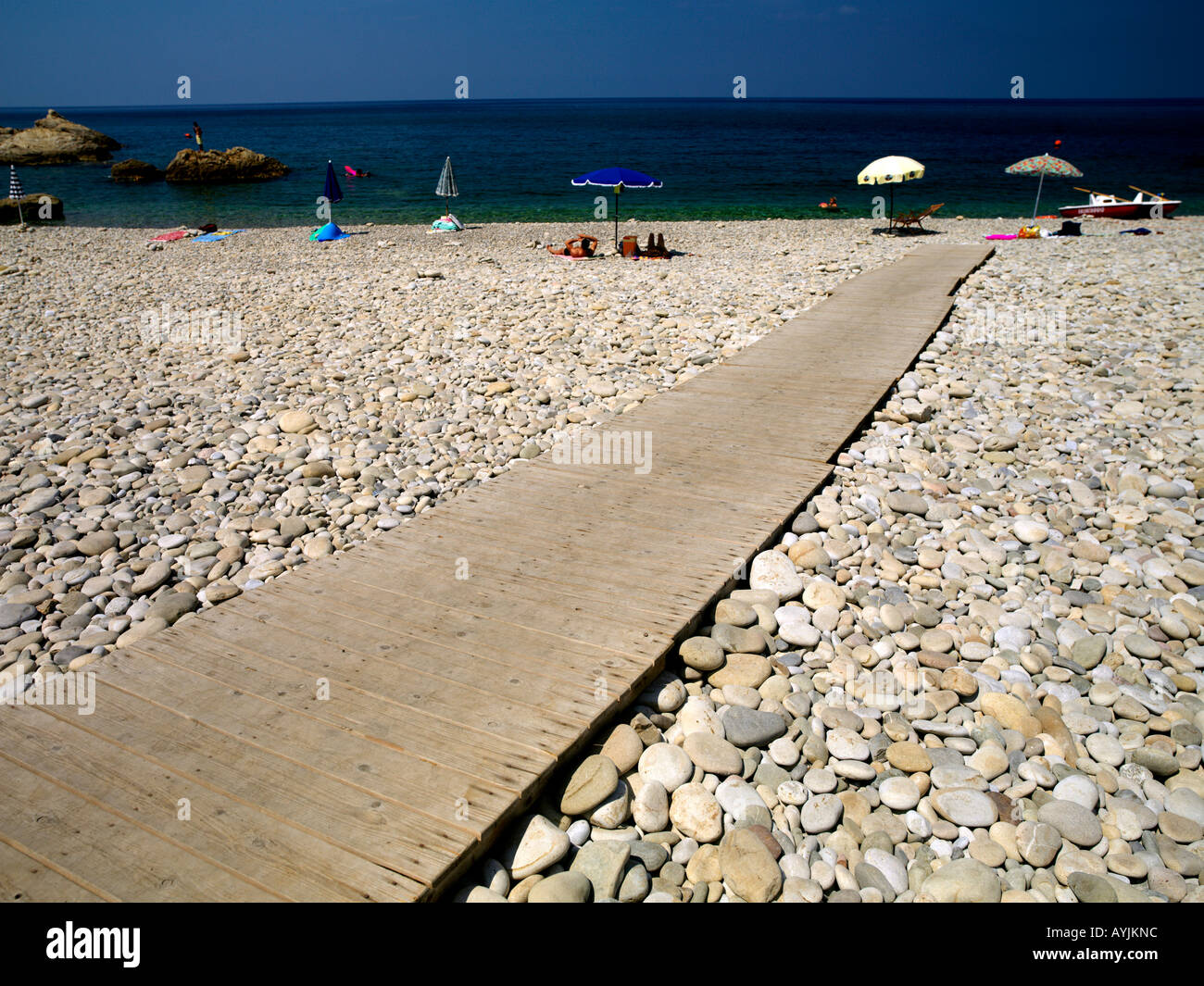 Castel di Tusa Sicily Italy Beach with Path and Wooden Boardwalk Stock ...