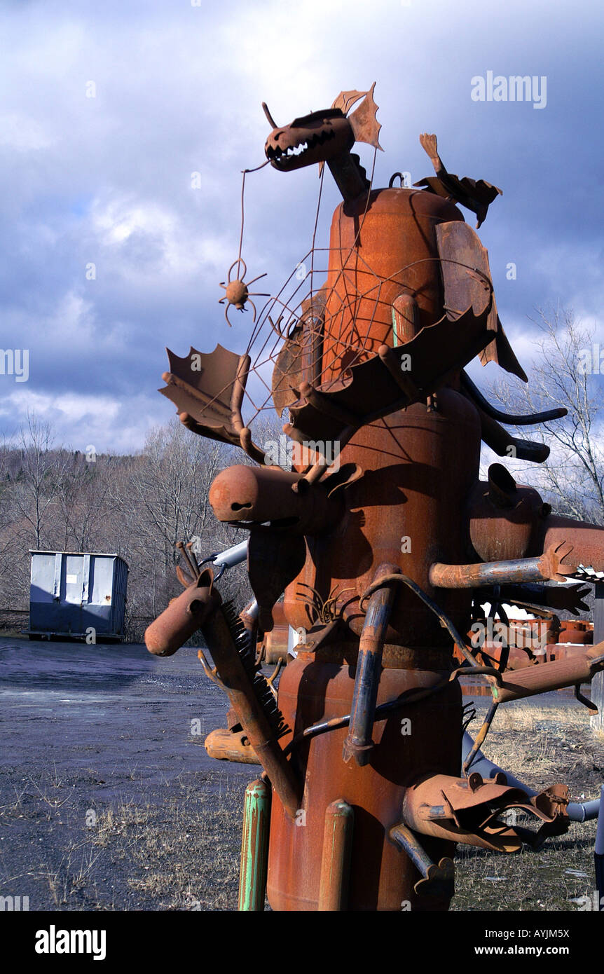 Strange metal creature, roadside folk art made of empty propane tanks ...