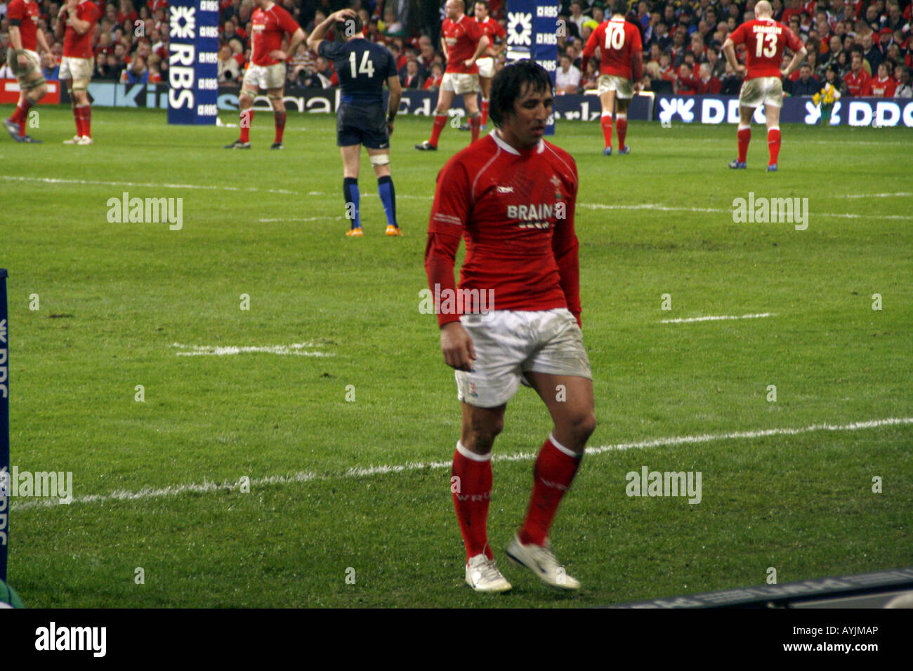 Gavin Henson comes off after receiving a card for a high tackle in the ...