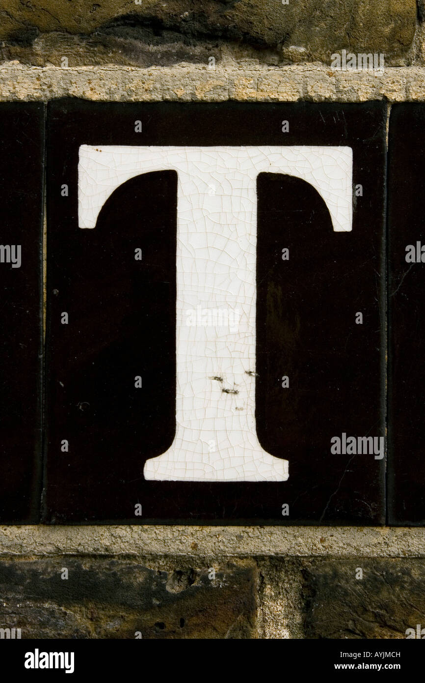 The letter T from street sign London England UK Stock Photo - Alamy