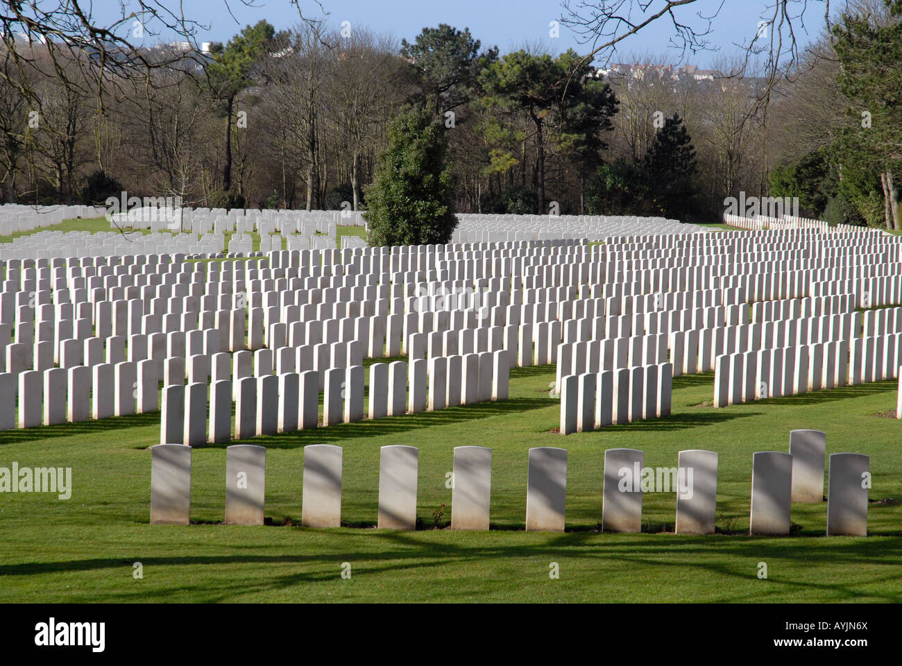 Etaples Military Cemetery Pas de Calais France WWI and WWII Stock Photo ...