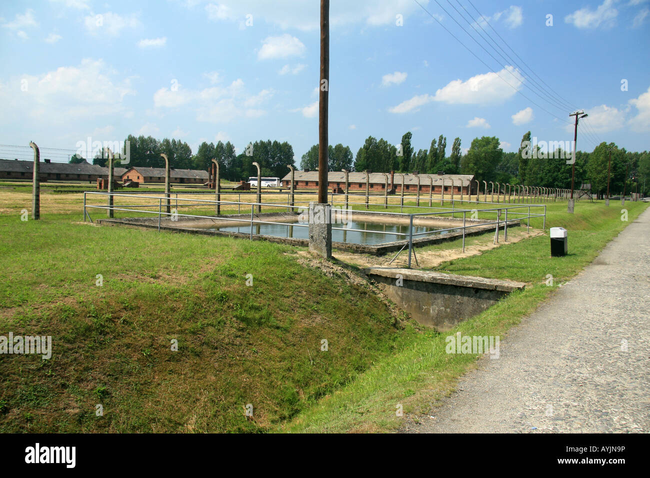 A fire pit/water reservoir in the former Nazi concentration camp at ...