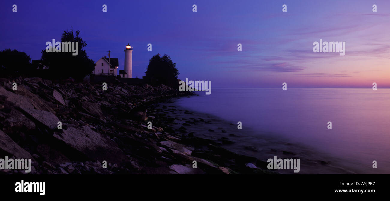 Tibbetts Point Lighthouse at Sunset Near Cape Vincent New York Stock ...