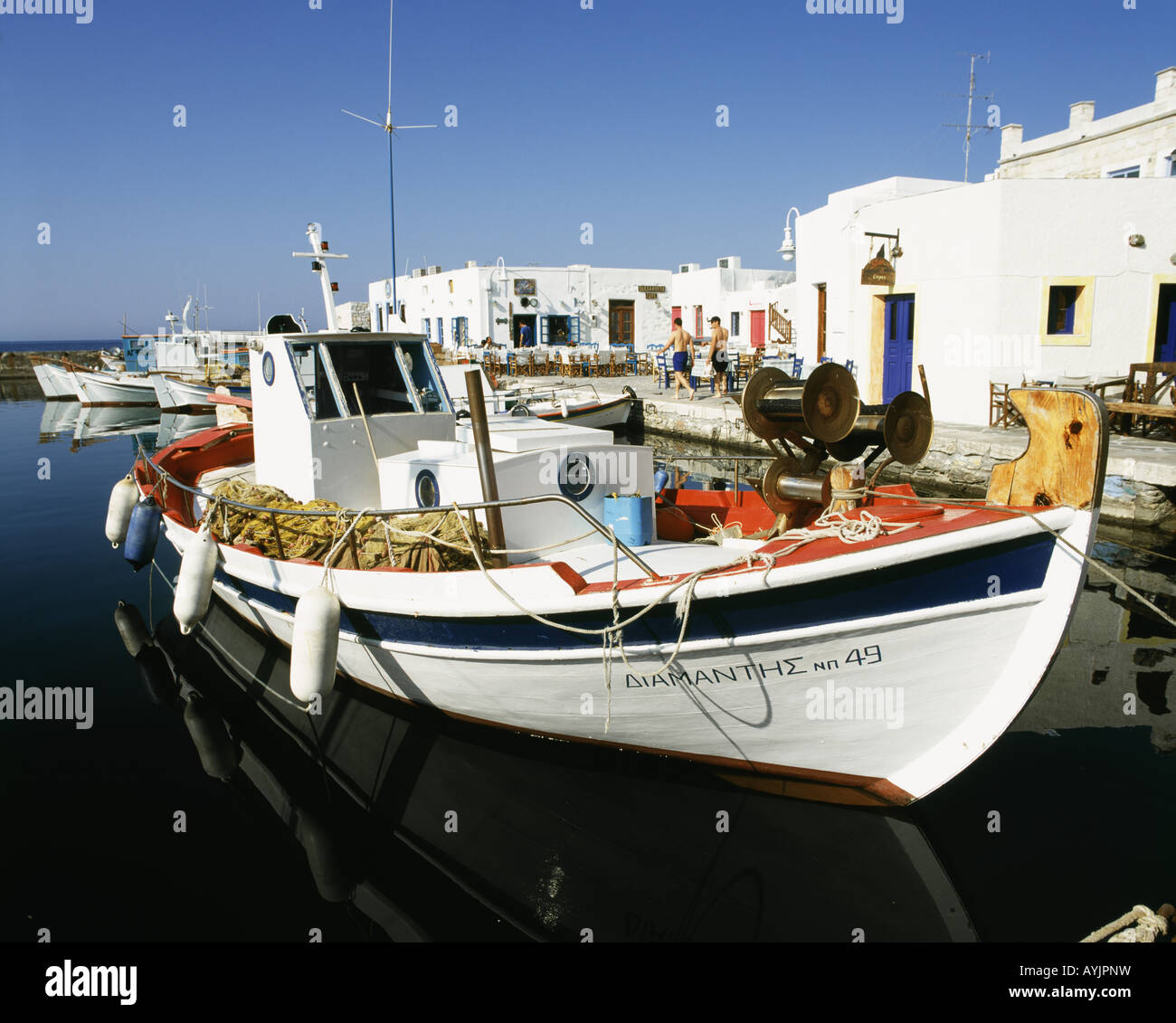 Cyclades Fishing boat White hull Nets Winding gearSeas & skies Fishing ...