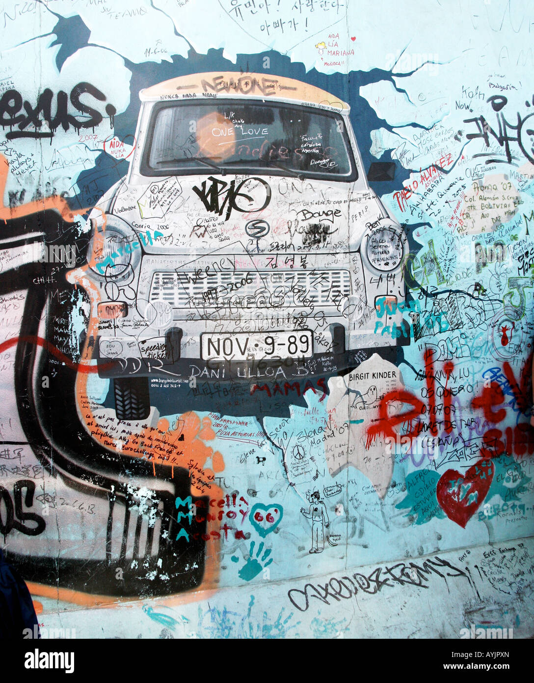 Street art near the Berlin Wall. Colorful symbolic drawings Stock Photo ...