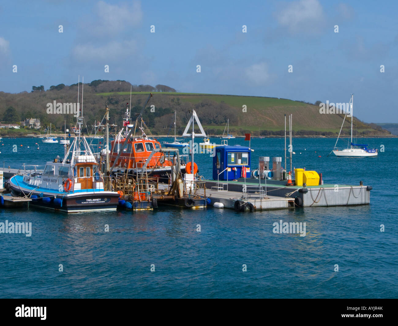 Pilot boats moored at Falmouth Harbour Cornwall England UK Stock Photo ...