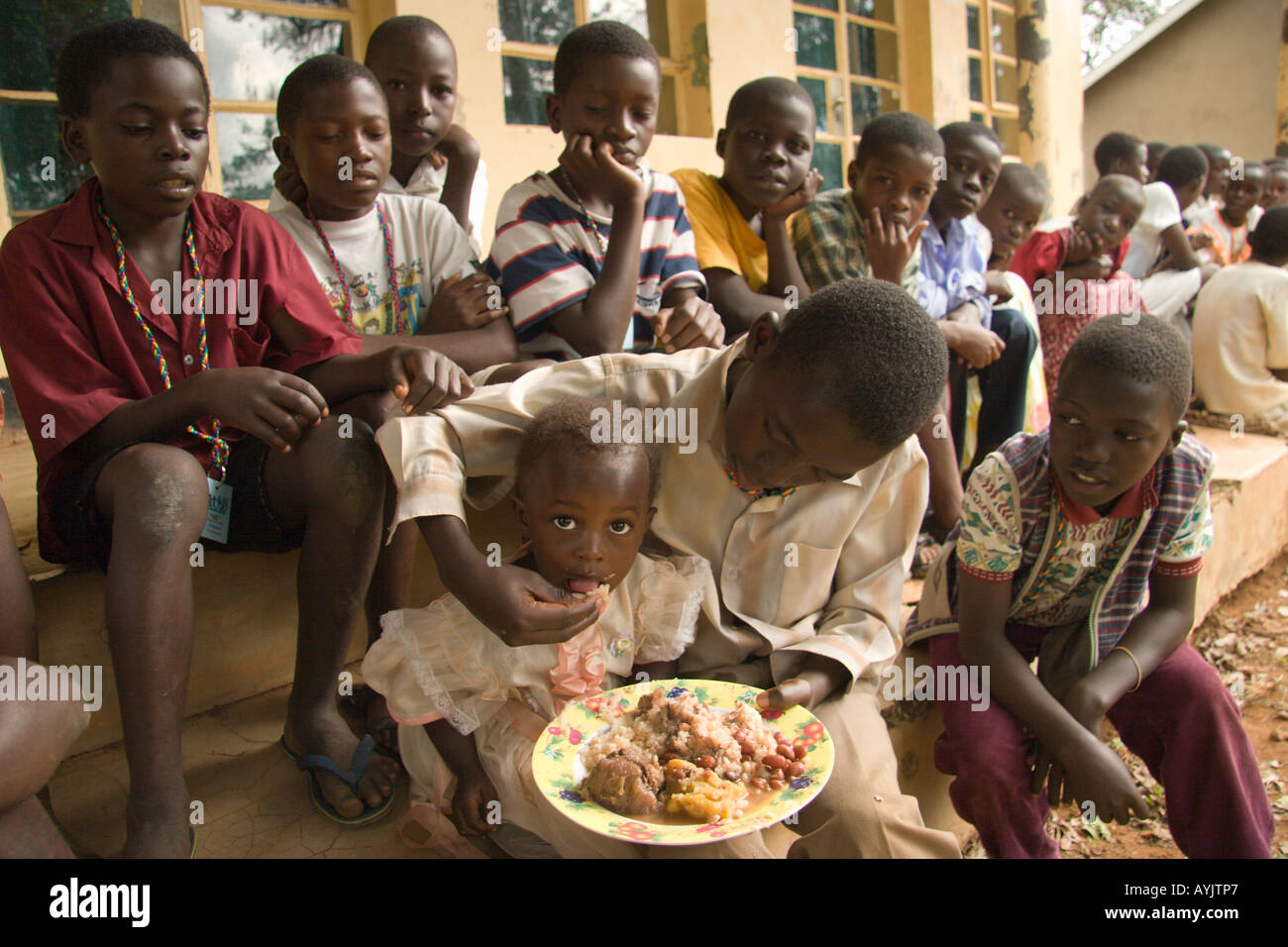 Ugandan children from islands attend a monthly Mildmay HIV Aids day for ...