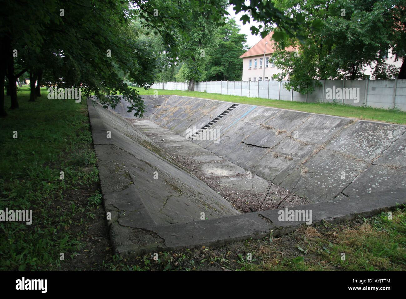 A fire pit/water reservoir outside the former Nazi concentration camp ...