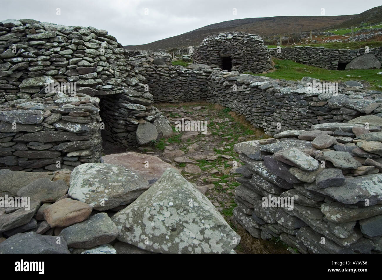 Beehive Huts Near Slea Head, Dingle Peninsula, Co. Kerry Ireland Stock ...