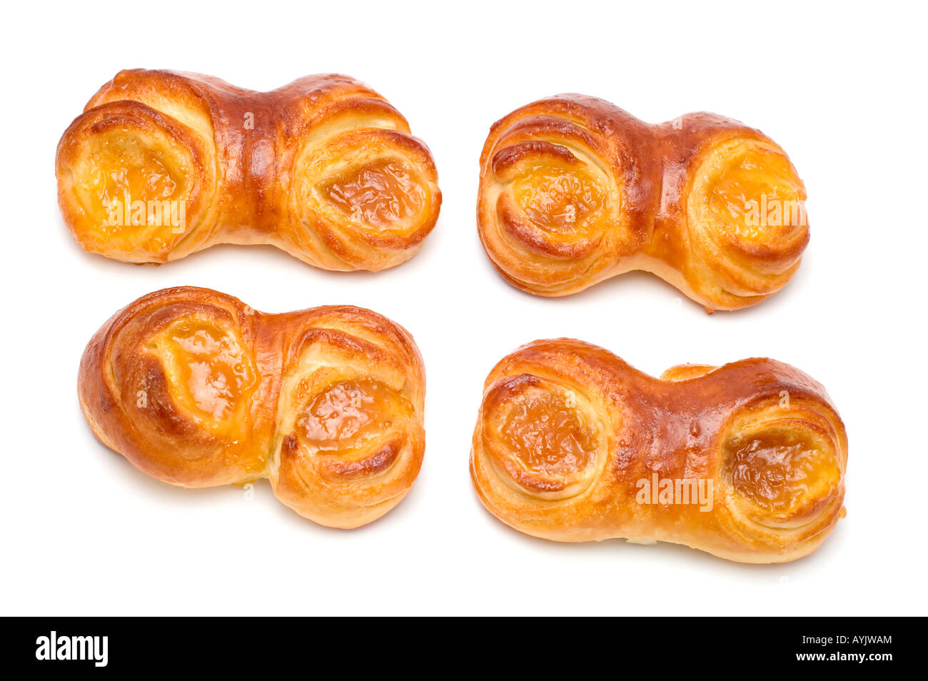object on white food roll with jam Stock Photo - Alamy