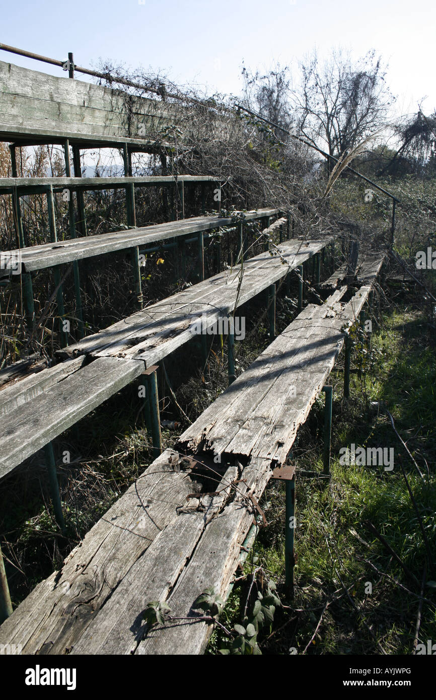 empty old sports grandstand on derelict ground Stock Photo - Alamy