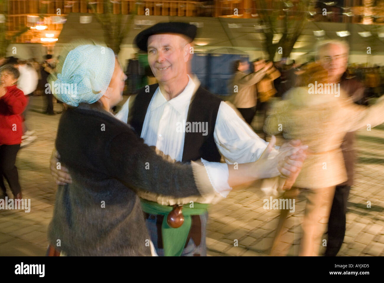 Basque men and women enjoy a traditional Basque Folk dance Arenal ...