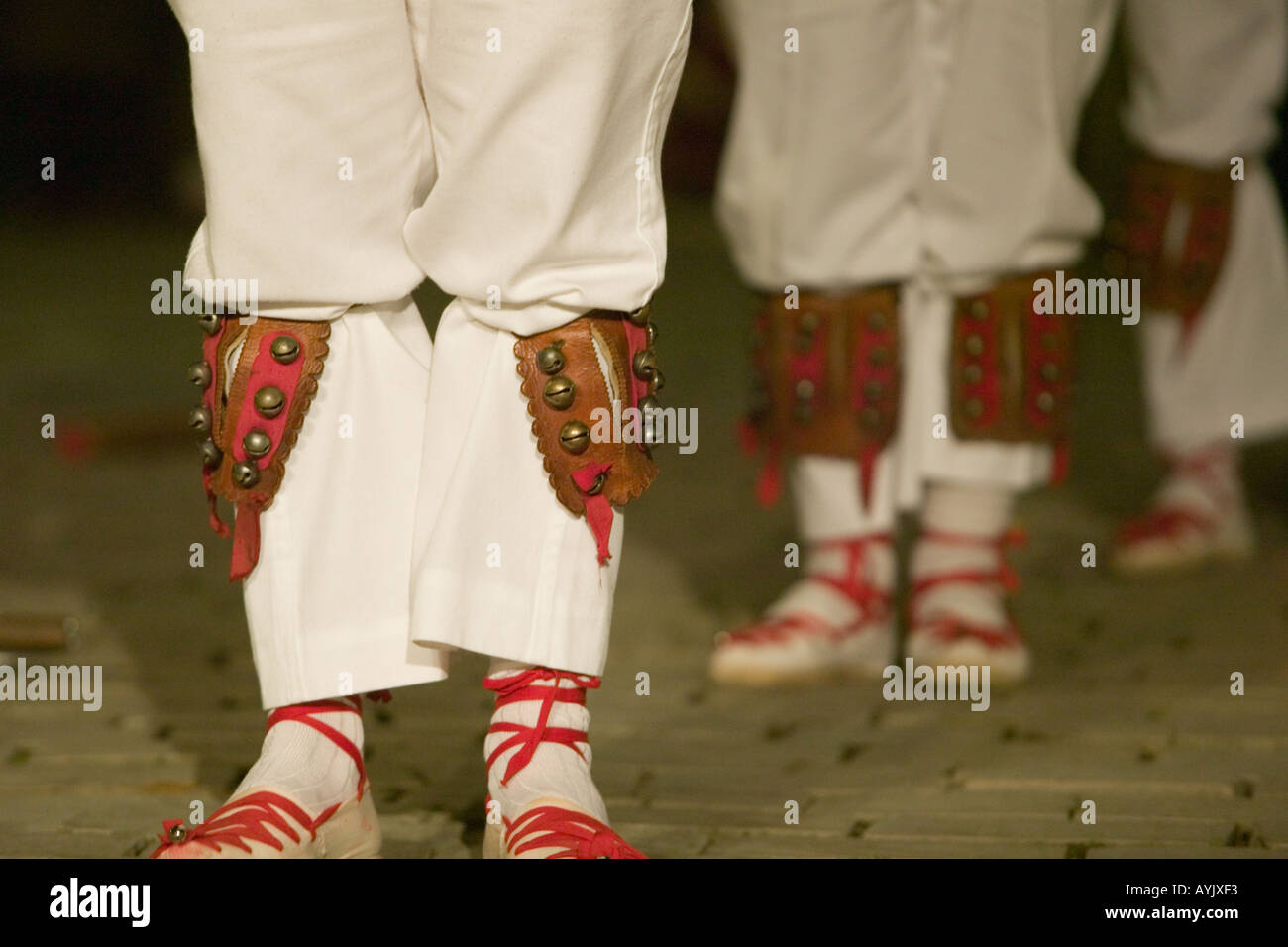 Close up of the traditional clothing worn by male Basque dancers ...