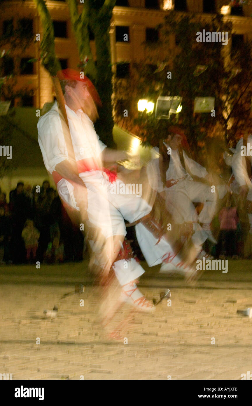 Male Basque dancers during the performance of a traditional Basque Folk ...