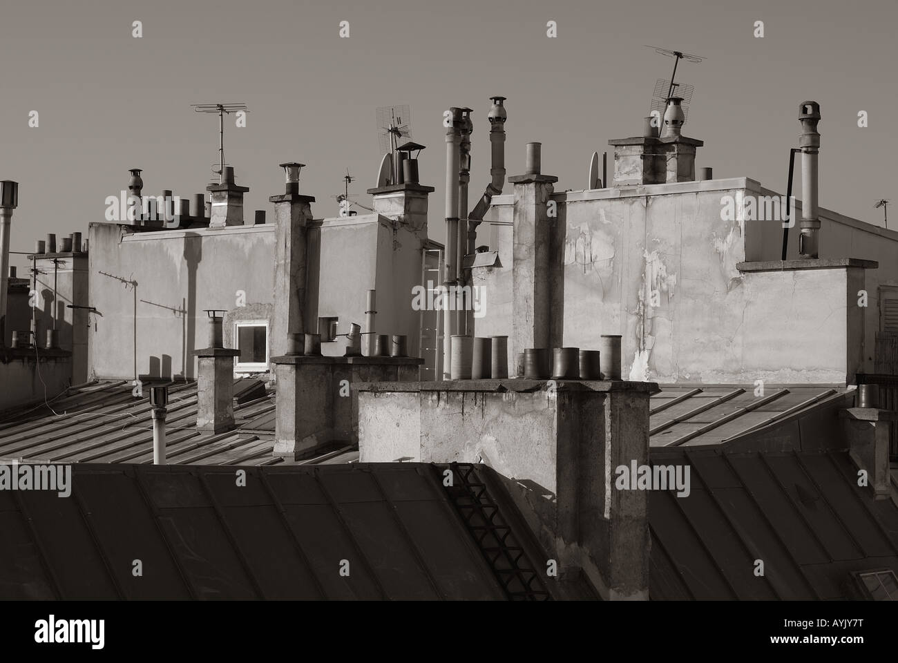 Paris roof with chimney hi-res stock photography and images - Alamy
