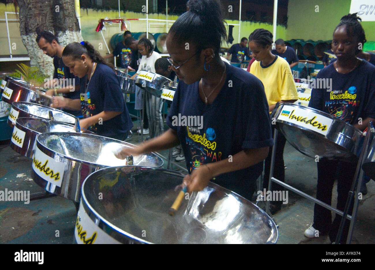Trinidadian Steelband practicing Stock Photo - Alamy