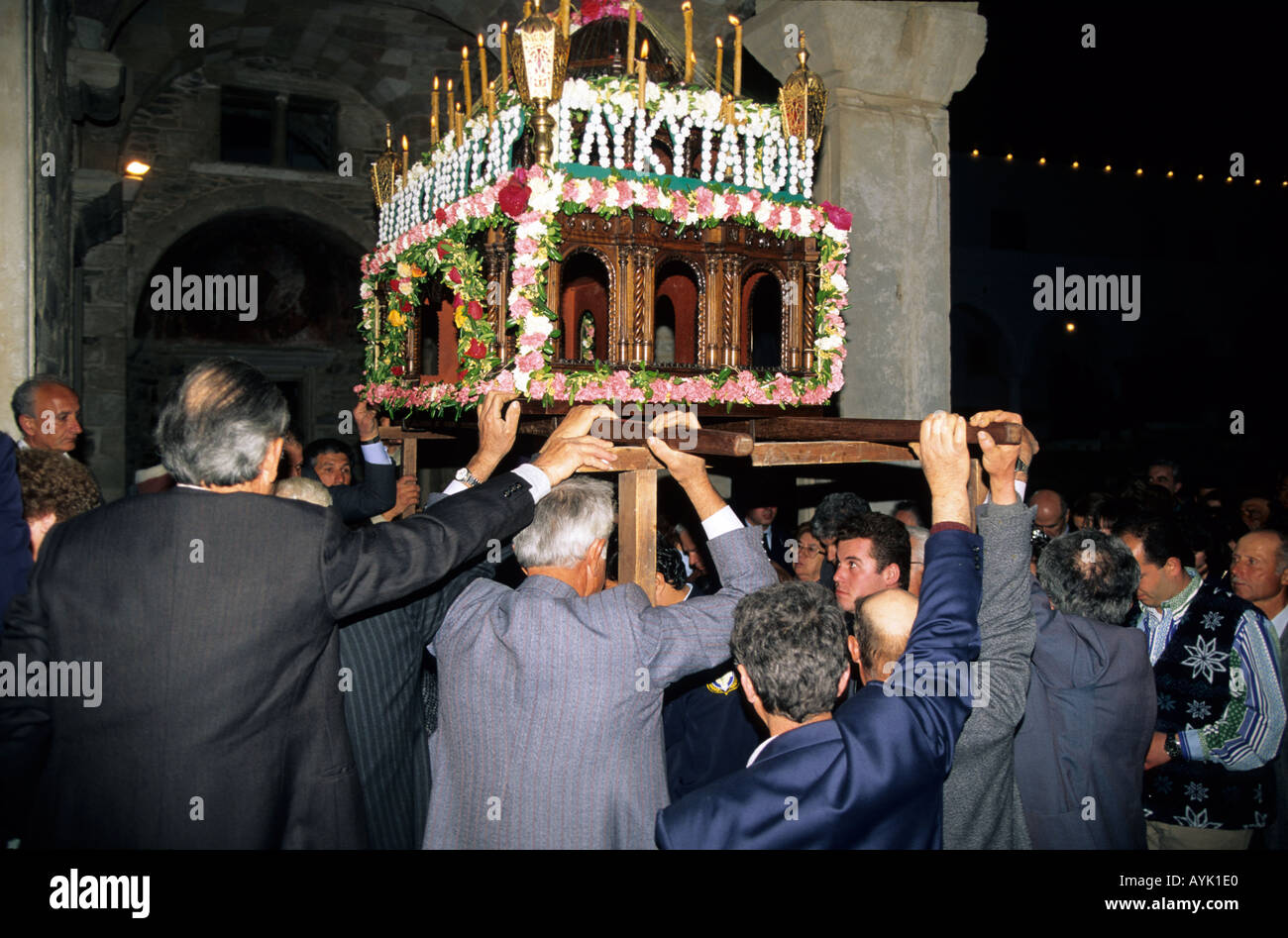 greece cyclades paros greek orthodox easter the procession on good ...
