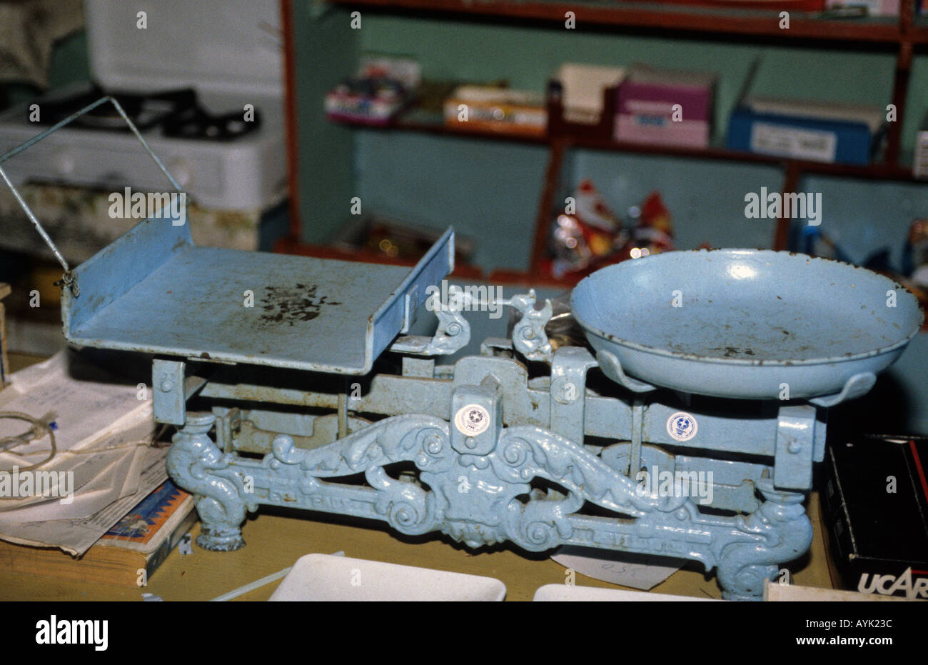 greece cephallonia an old fashioned scale inside a shop Stock Photo - Alamy