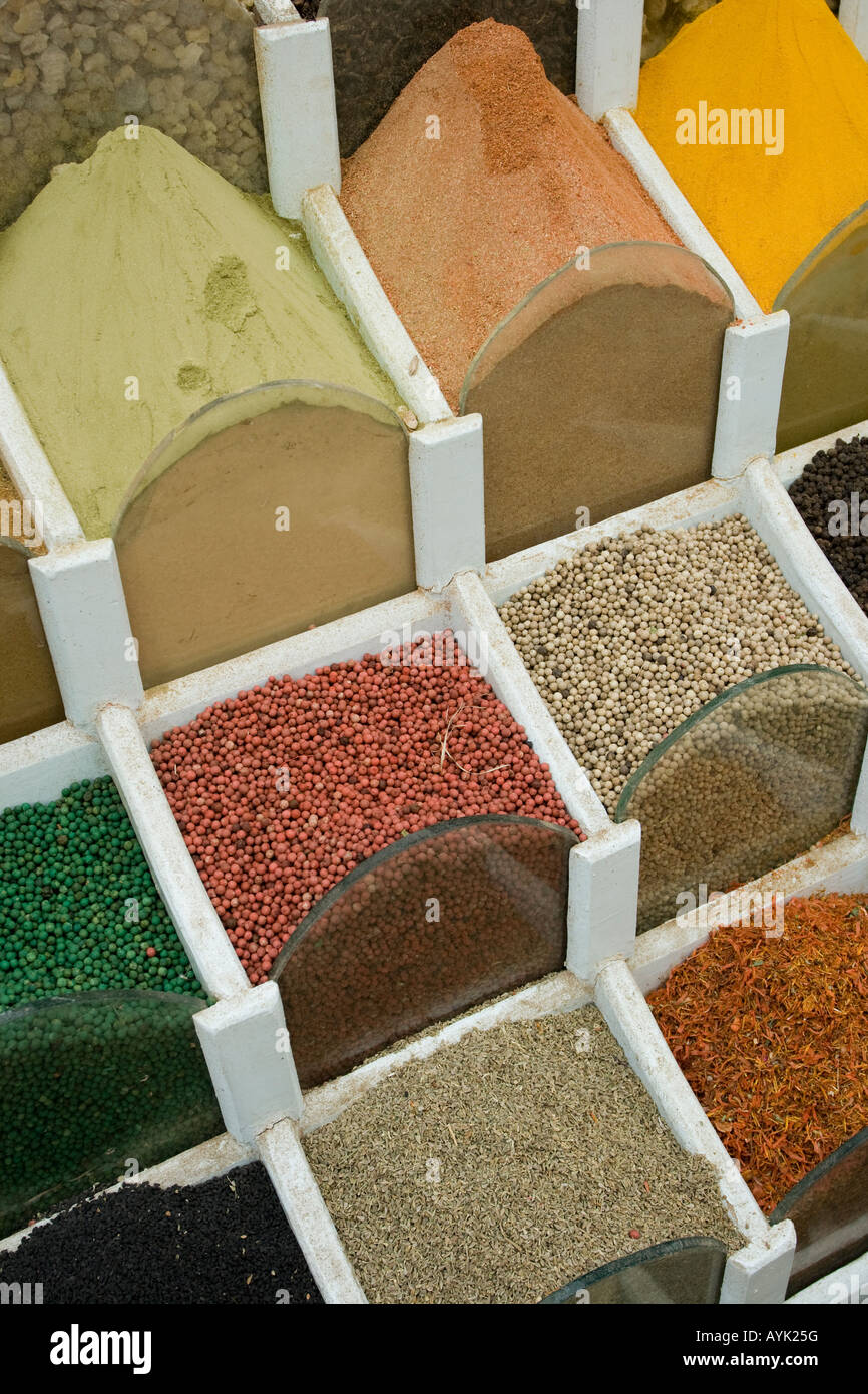 Different spices in the Sharia as Souq Bazar Aswan or Assuan Nile ...