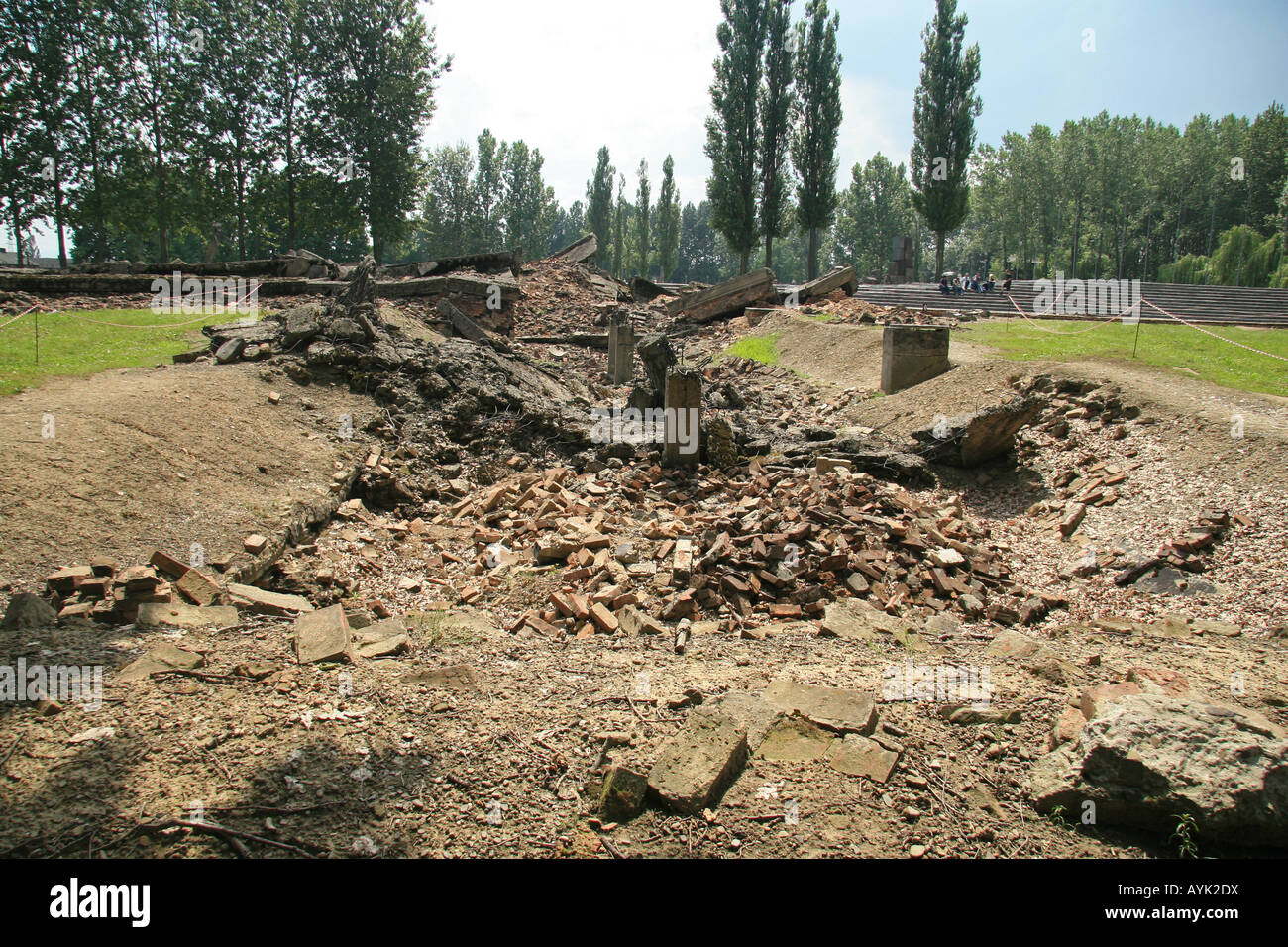 The destroyed underground gas chamber of Crematorium III at the former ...