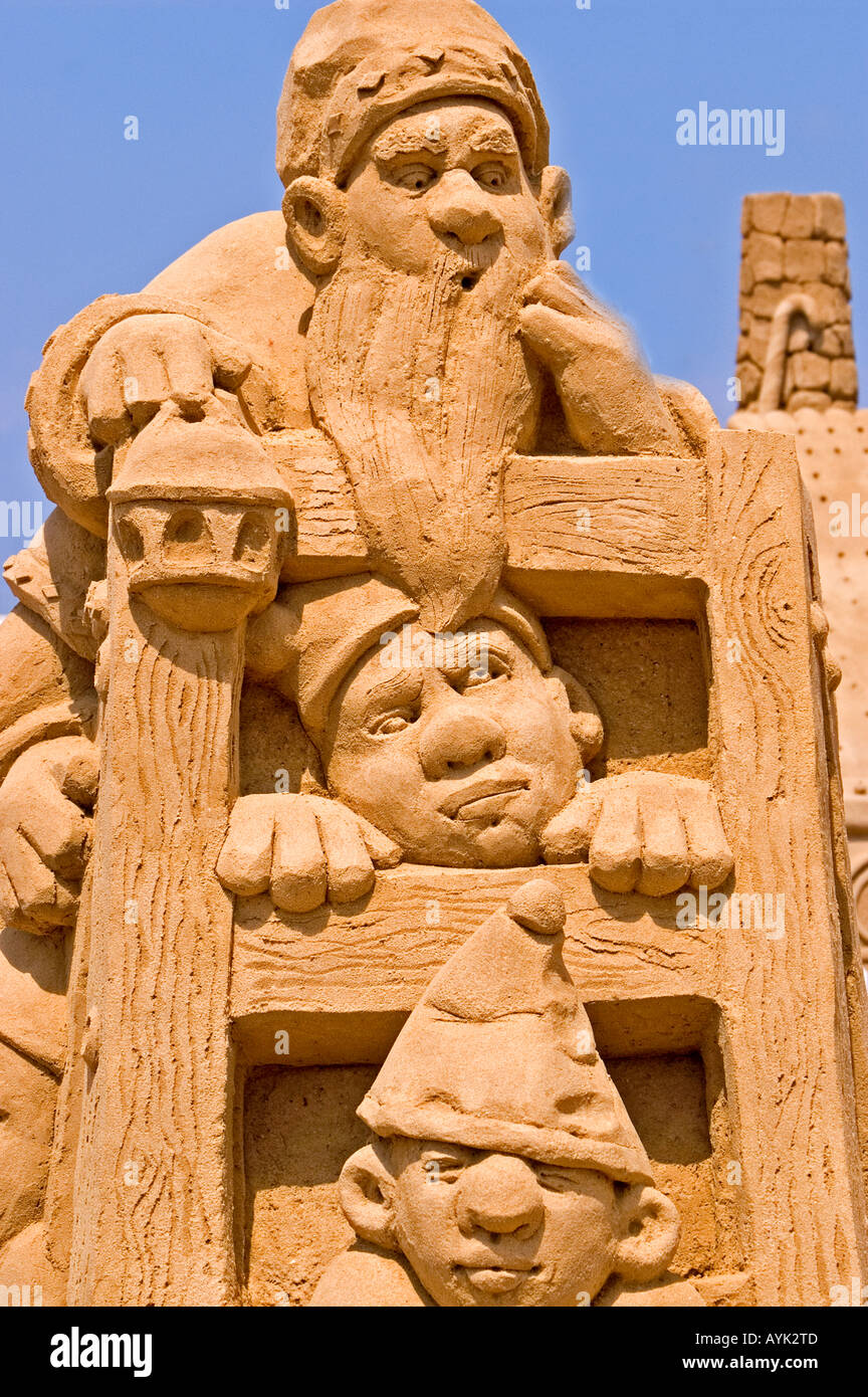 3 dwarves Sand sculpture festival on the Haifa beach July 2006 Stock ...